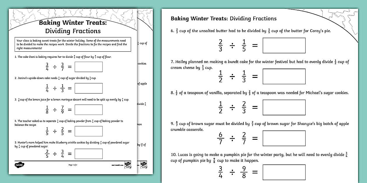 Baking Winter Treats: Dividing Fractions (Teacher-Made)