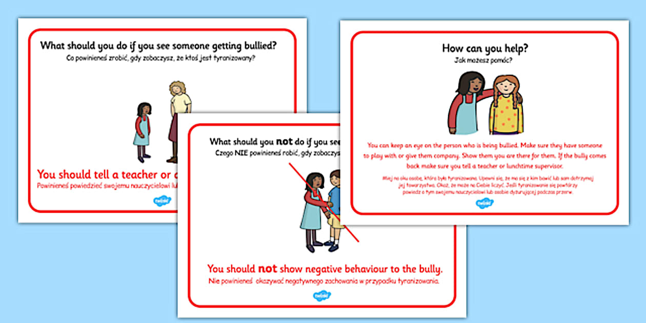 What To Do If You See Bullying Display Posters Polish Translation