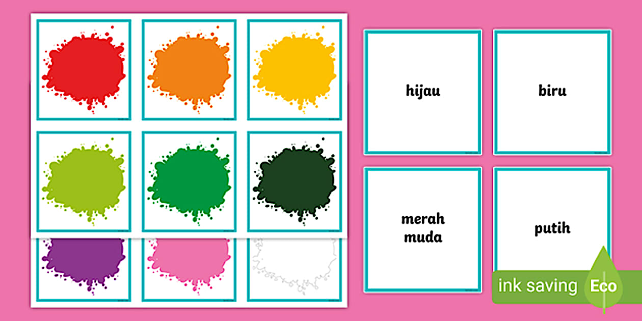 Colours Matching Cards Indonesian (teacher made) - Twinkl