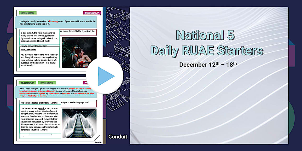 National 5 Daily RUAE Starters December 12th-18th - Twinkl