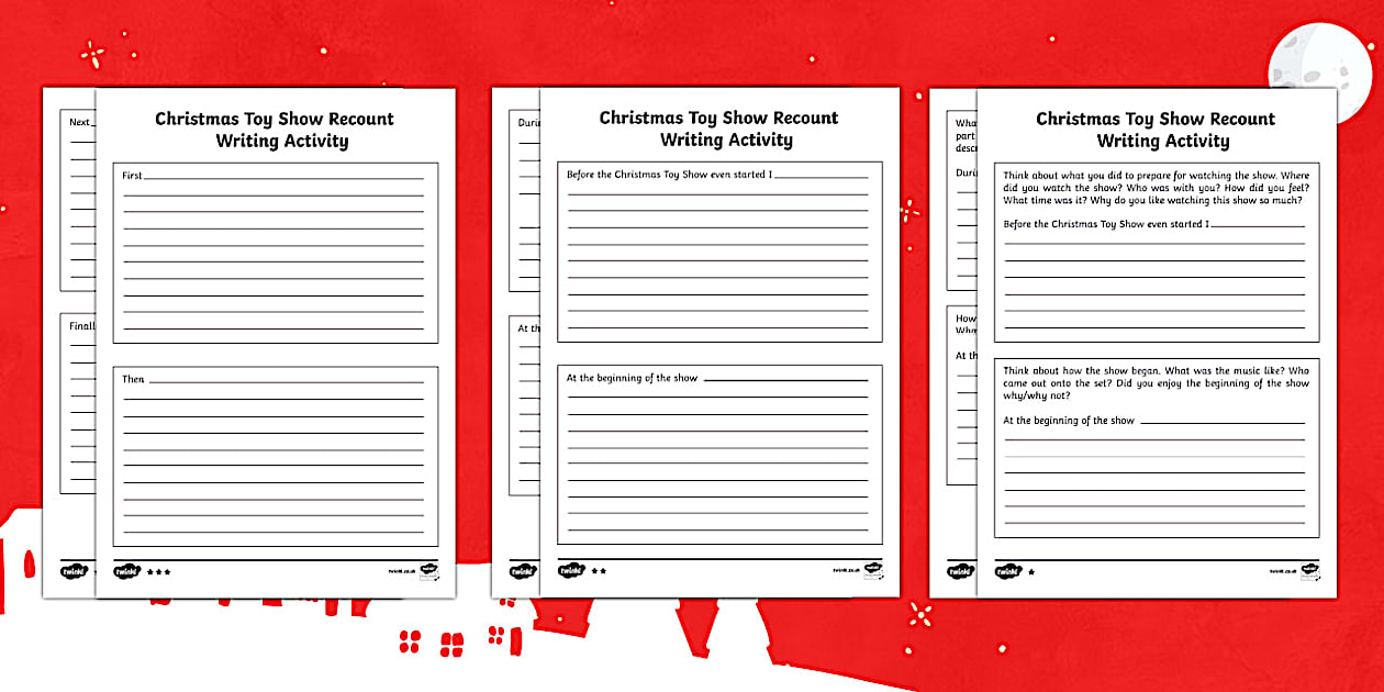 Lower Ability Christmas Toy Show Recount Writing Worksheets
