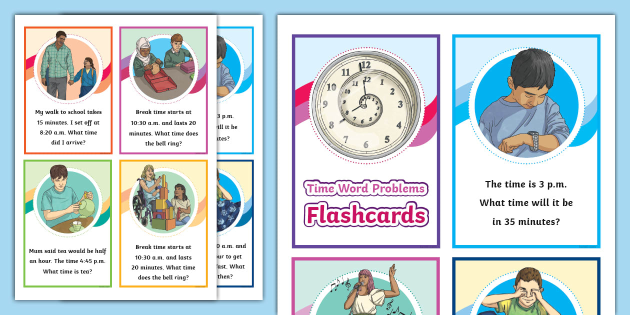 Time Word Problems Flashcards - Twinkl Flashcards - Twinkl