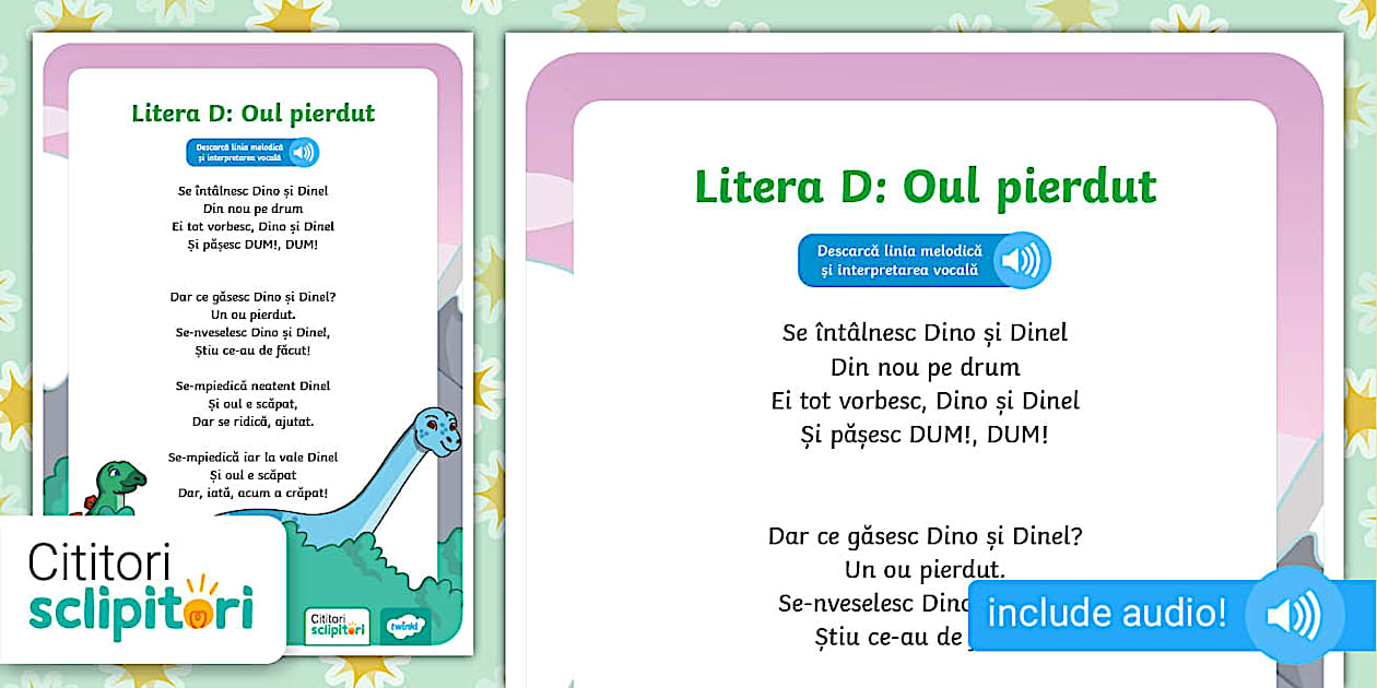 Litera D Oul pierdut – Cântec pentru copii Plan de literație