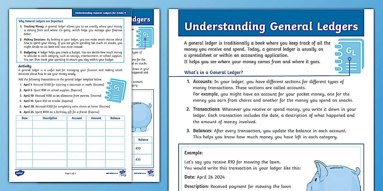 General Ledger For Grade 9 I Resource I Twinkl ZA - Twinkl