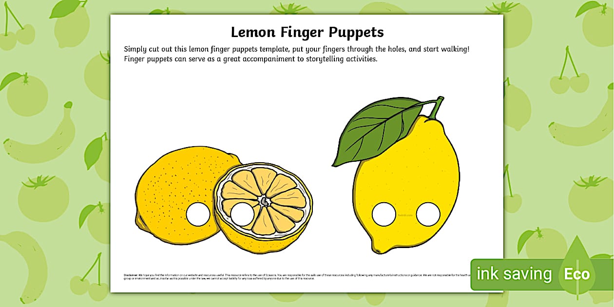 Lemon Finger Puppets (teacher made) - Twinkl