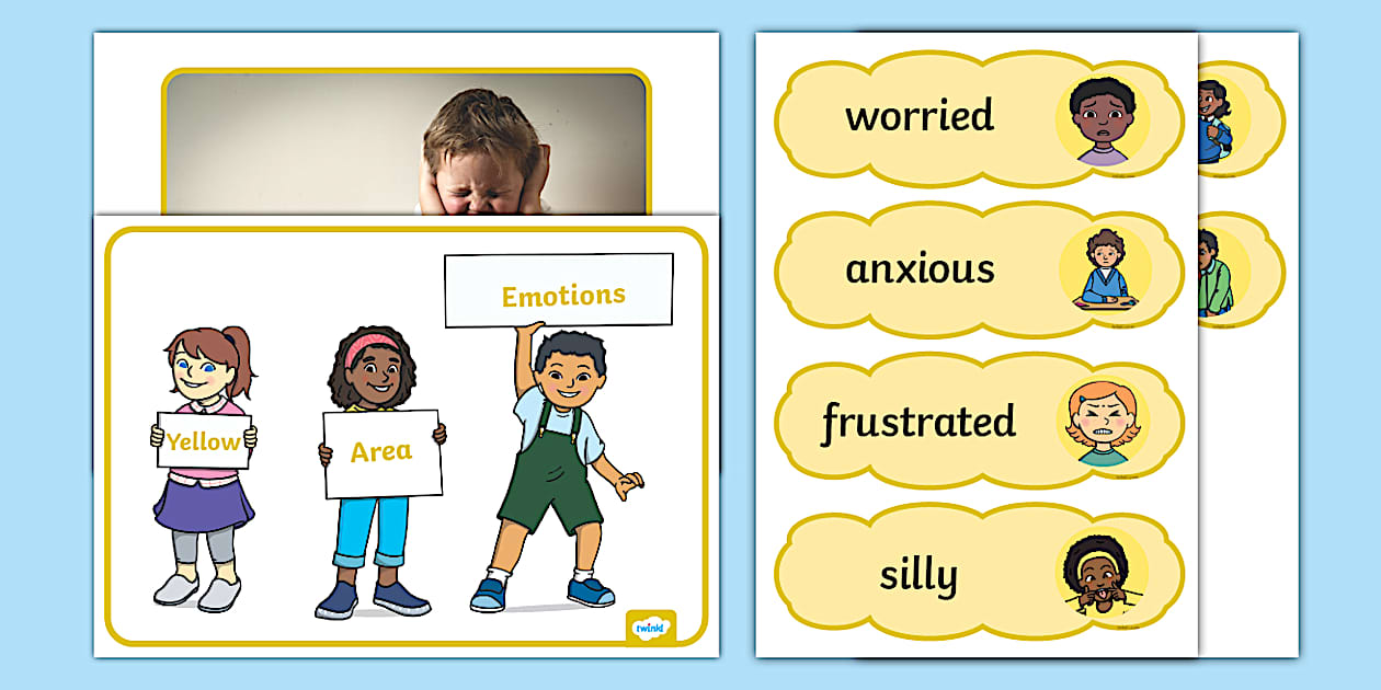 Yellow Area Emotions Photo Display Pack (teacher made)