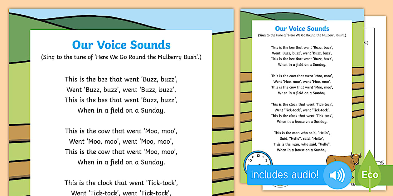 Black and White Our Voice Sounds Song (teacher made)