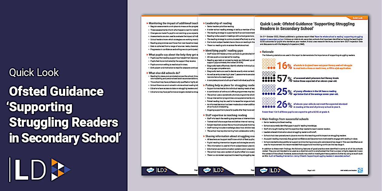 Quick Look: Ofsted Guidance 'Supporting Struggling Readers in Secondary