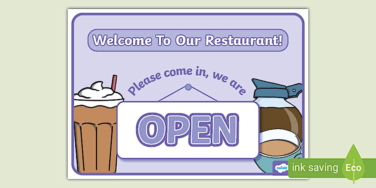 Restaurant Role Play Pack Open Sign (teacher made) - Twinkl