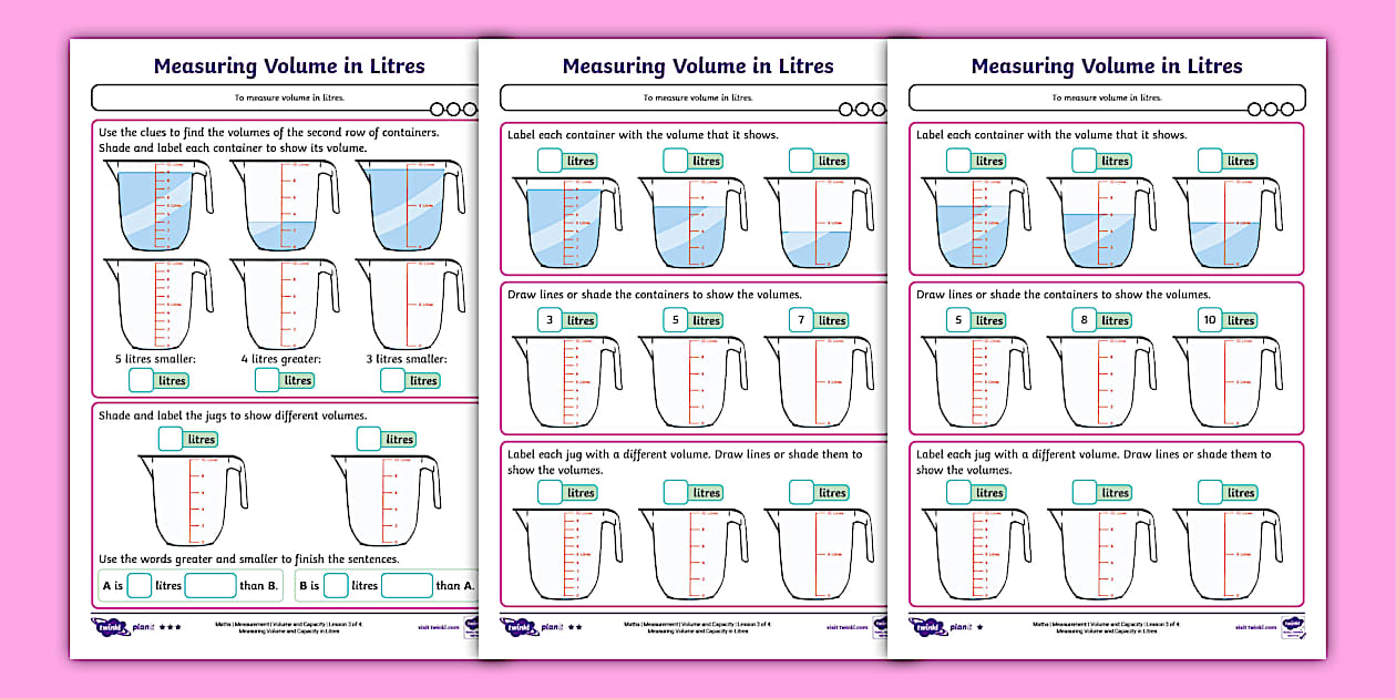 👉 Y2 Measuring Volume in Litres Differentiated Maths Worksheet
