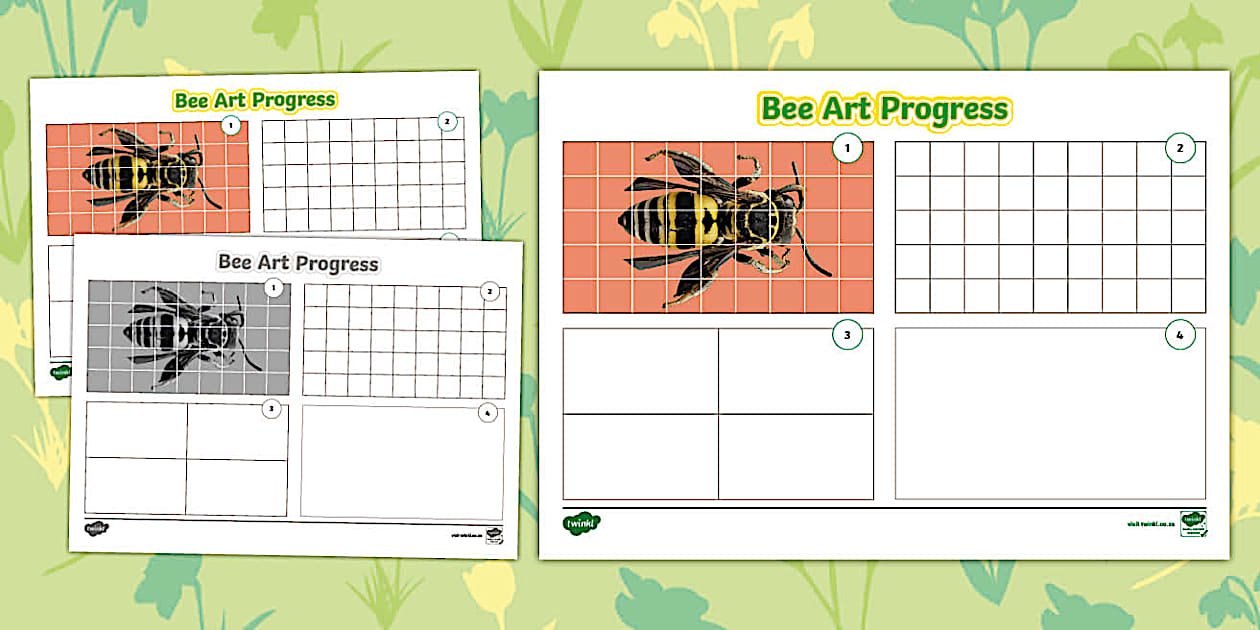 Bee Art Progress Template (teacher made) - Twinkl