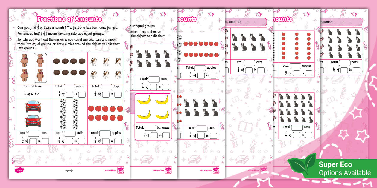 Mental Maths Fractions Worksheets (teacher made) - Twinkl