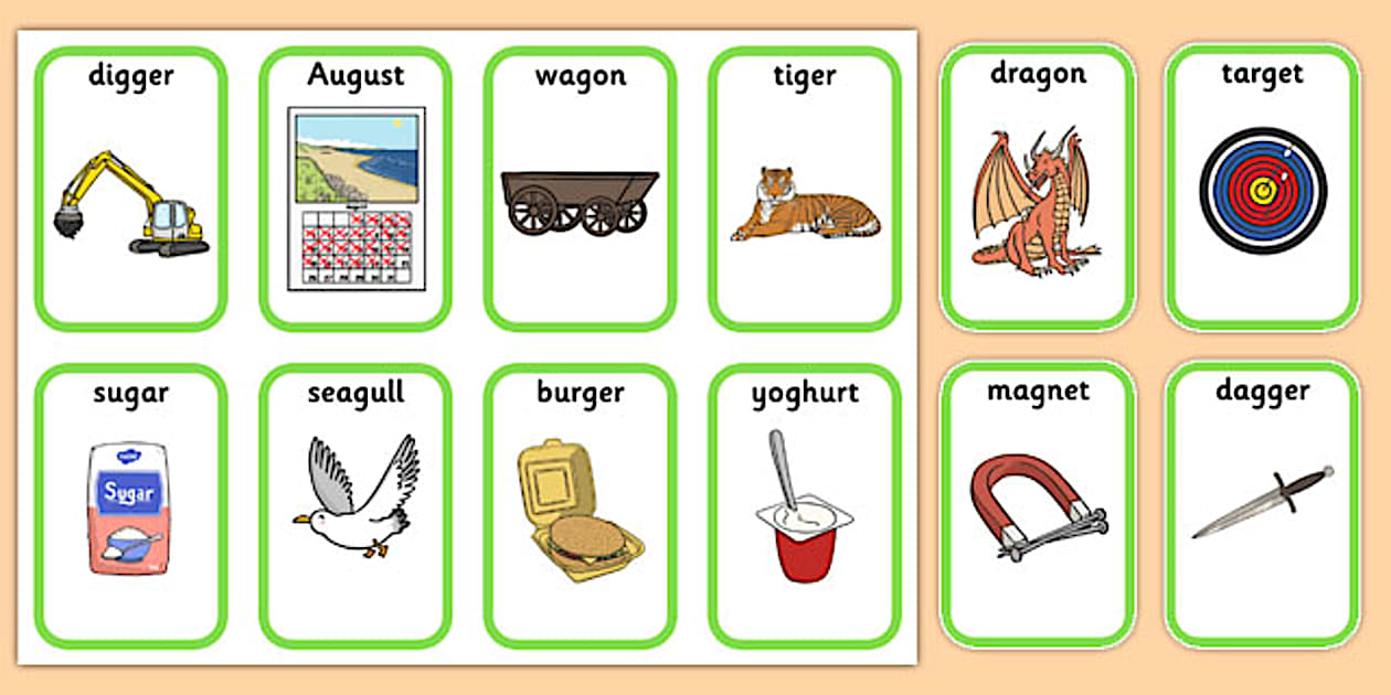 Cursive Medial g Playing Cards (teacher made) - Twinkl