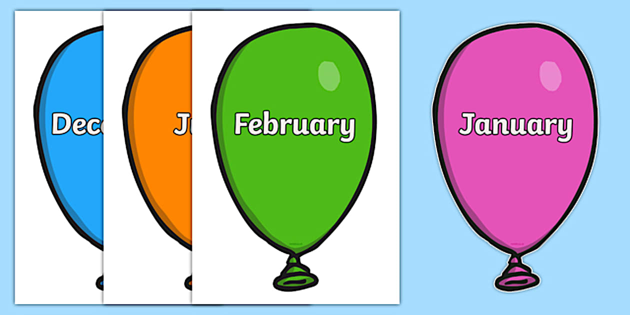 👉 Months of the Year on Balloons (teacher made) - Twinkl