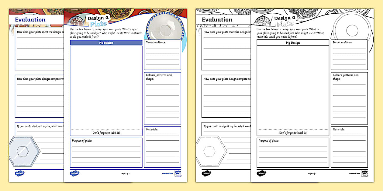 Design a Plate Worksheet (teacher made) - Twinkl