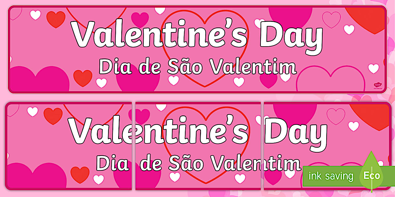 Valentine's Day Display Banner English/Portuguese - Valentine's Day Display