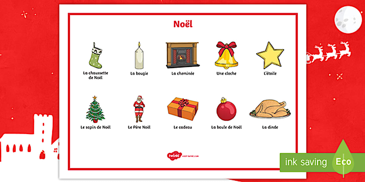 French Christmas Word Mat | French Resources | Twinkl