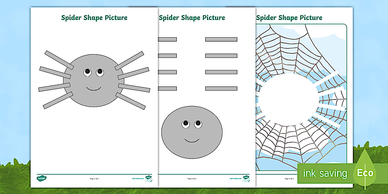 Editable 2D Shape Spider Cutting Skills Worksheets - Twinkl