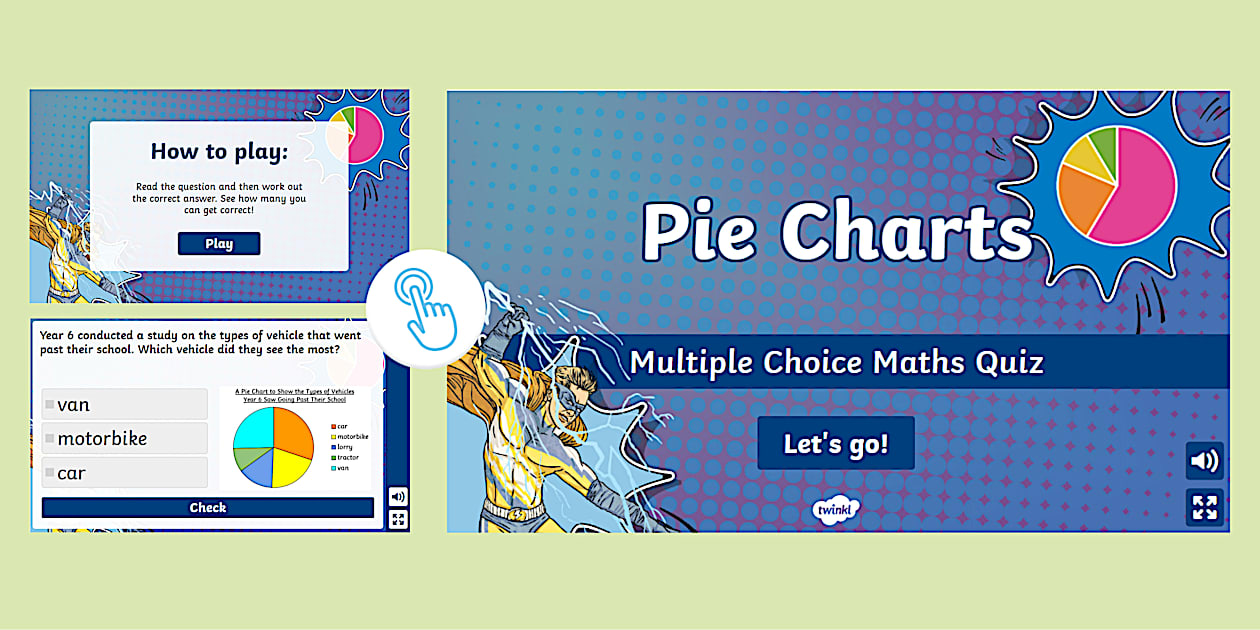 👉 Pie Charts Multiple Choice Maths Quiz - KS2 Revision