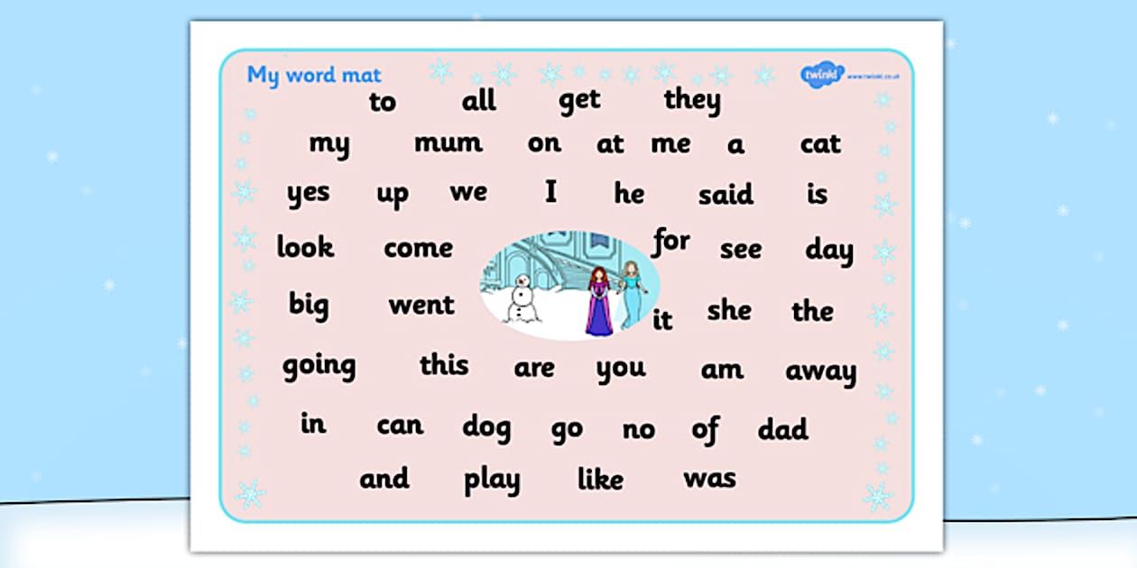 Precursive Winter Fairytale Themed FS2 Word Mat - Twinkl