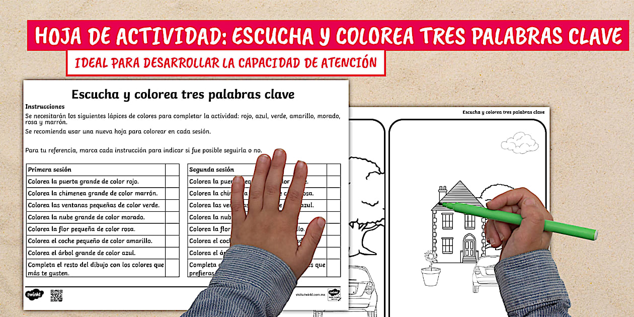 Hoja de actividad: Escucha y colorea tres palabras clave