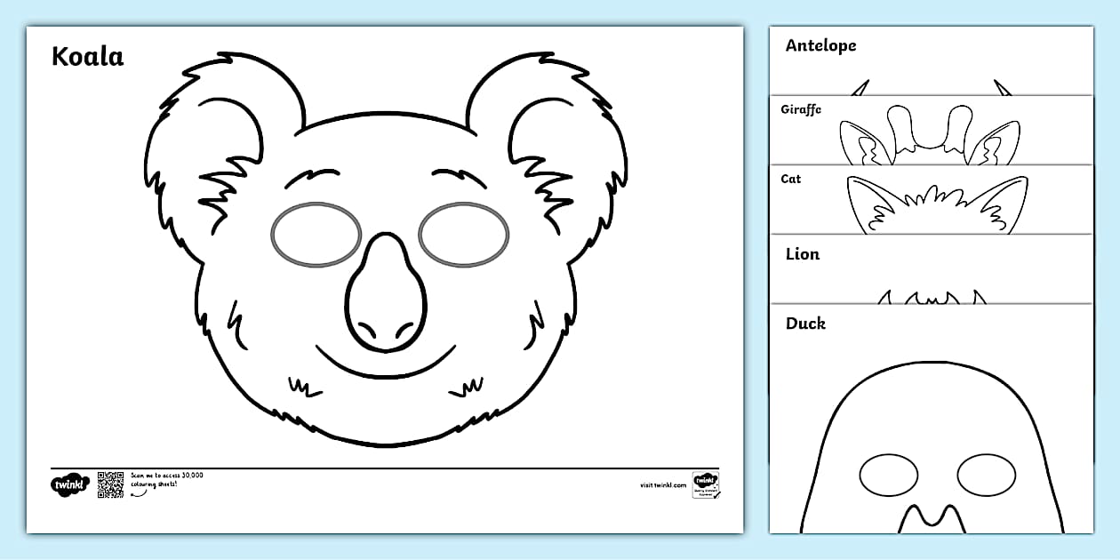 Animal Mask Colouring Pack (teacher made) - Twinkl