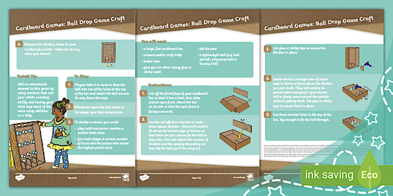 Cardboard Games: Ball Drop Game Craft (teacher made)