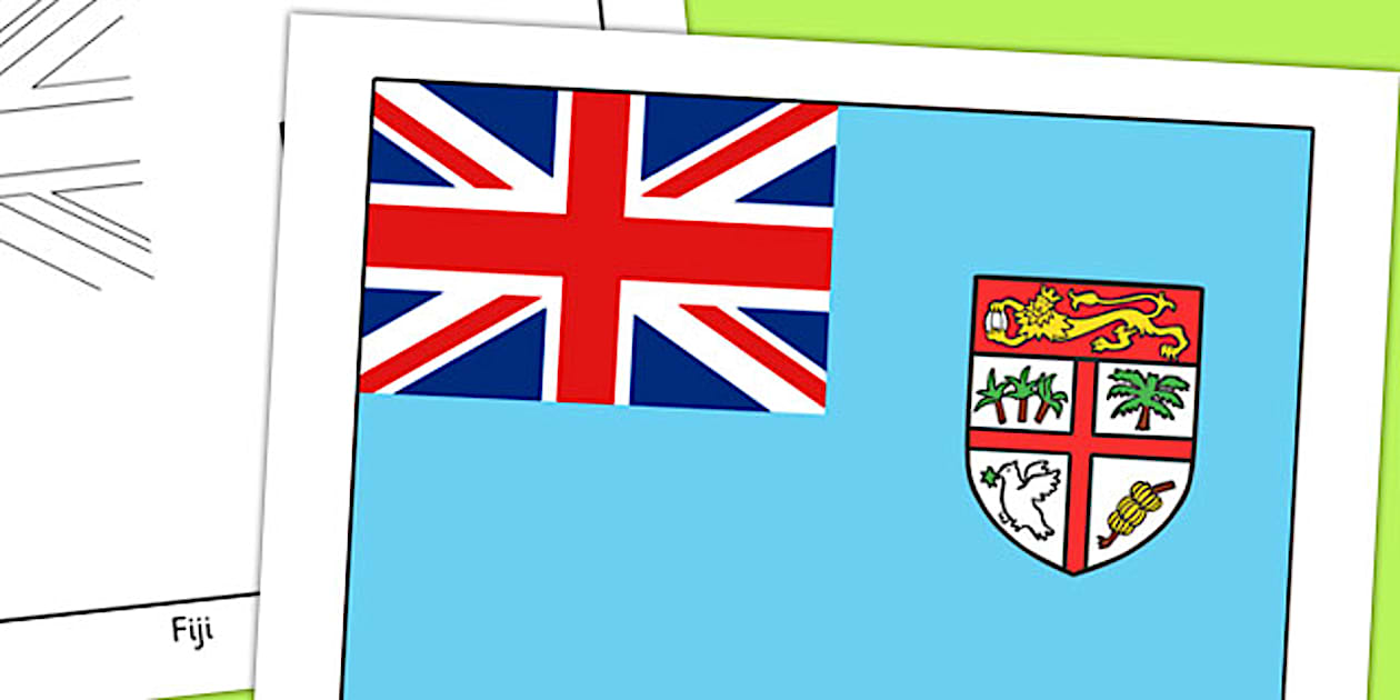 Black and White Fiji Flag Display Poster - Twinkl