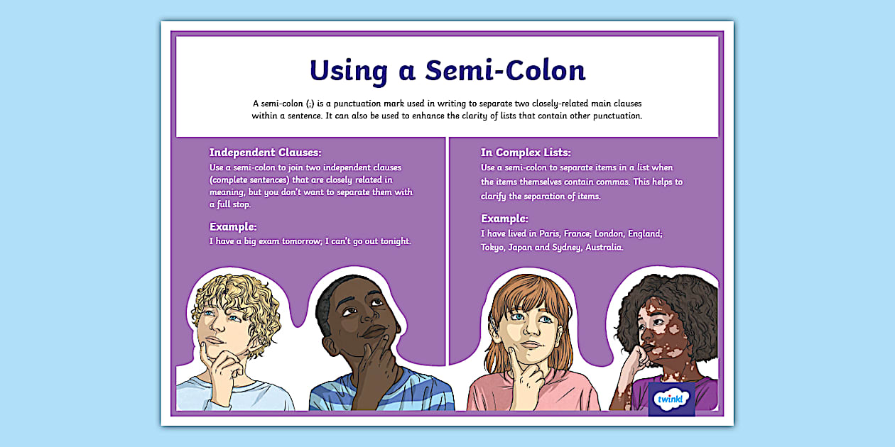 Using a Semi-colon Display Poster (Teacher-Made) - Twinkl