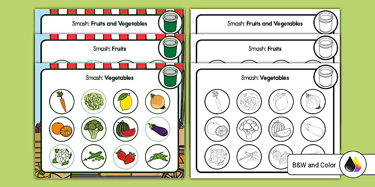 Fruits and Vegetables Smash Mats - Twinkl