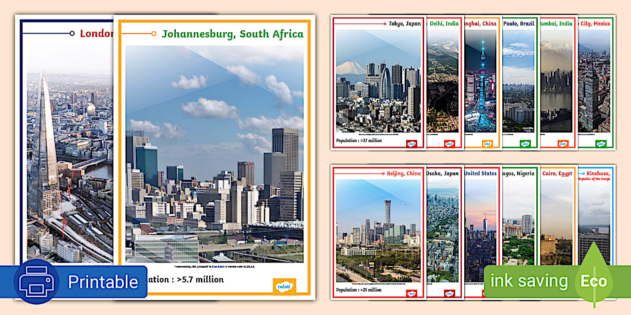 Major Cities and Their Population Size Posters - Twinkl