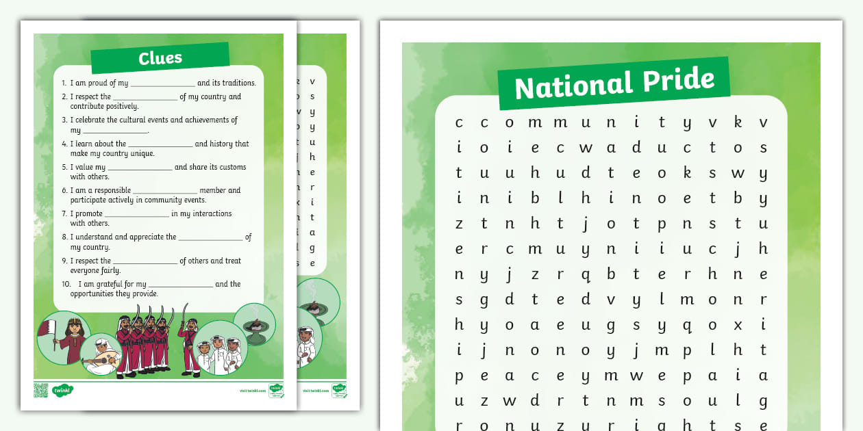 Values Word Search - National Pride (Teacher-Made) - Twinkl