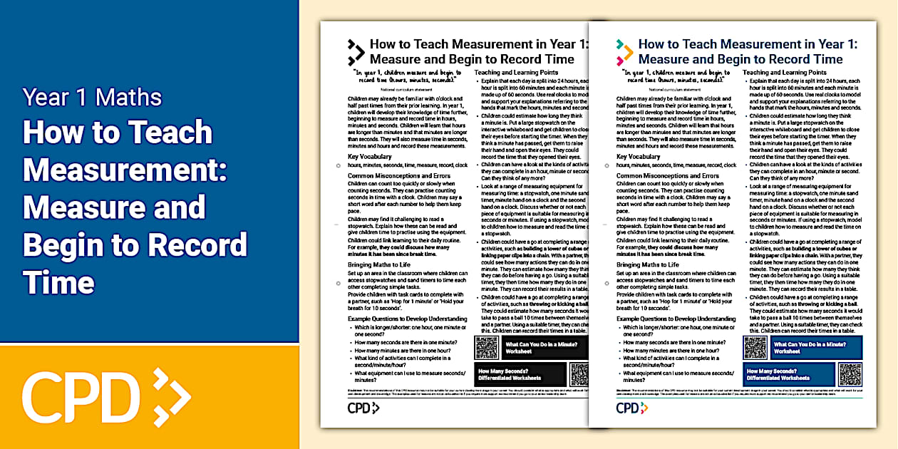 How to Teach Measurement in Year 1: Measure and Begin to Record Time