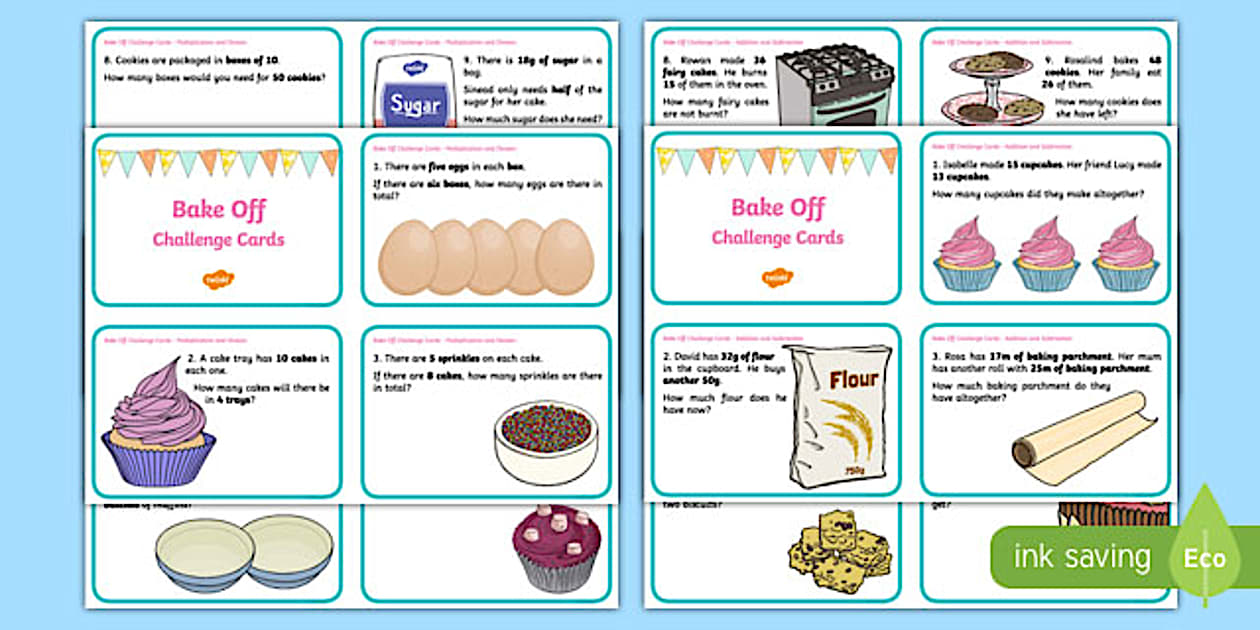 KS1 Bake Off Maths Challenge Cards (teacher made) - Twinkl