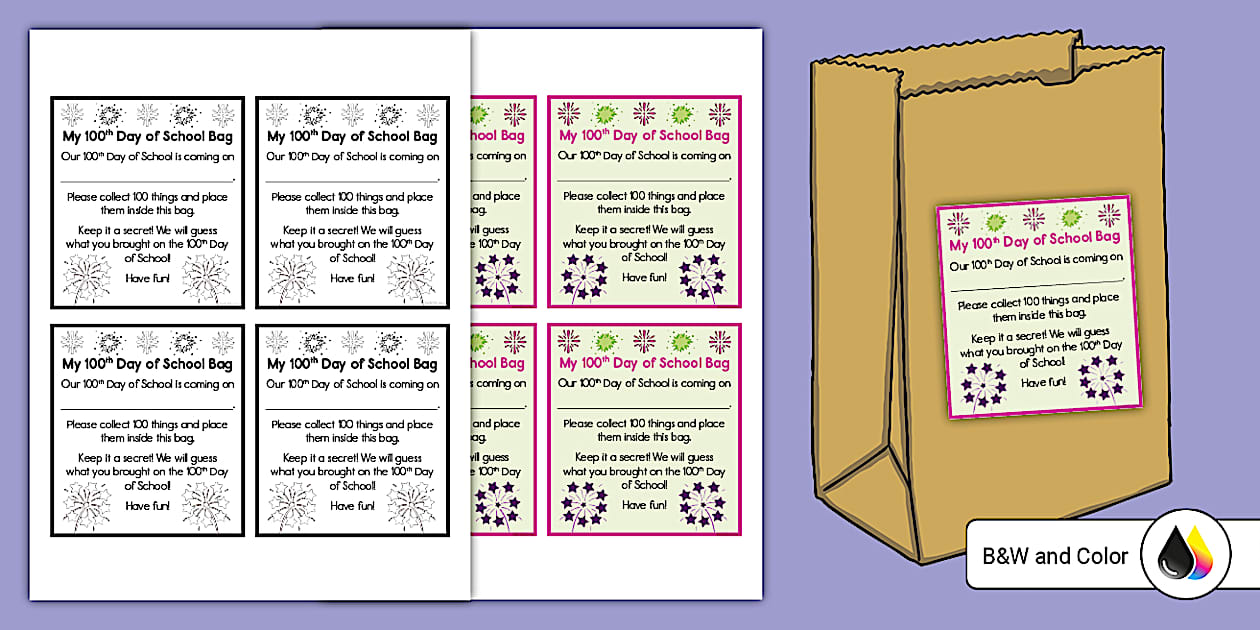 100th Day of School Paper Bag Project for K-2nd Grade