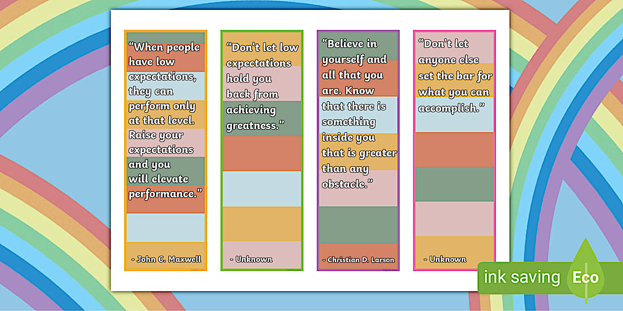 Expectations Quotes Bookmarks (teacher made) - Twinkl