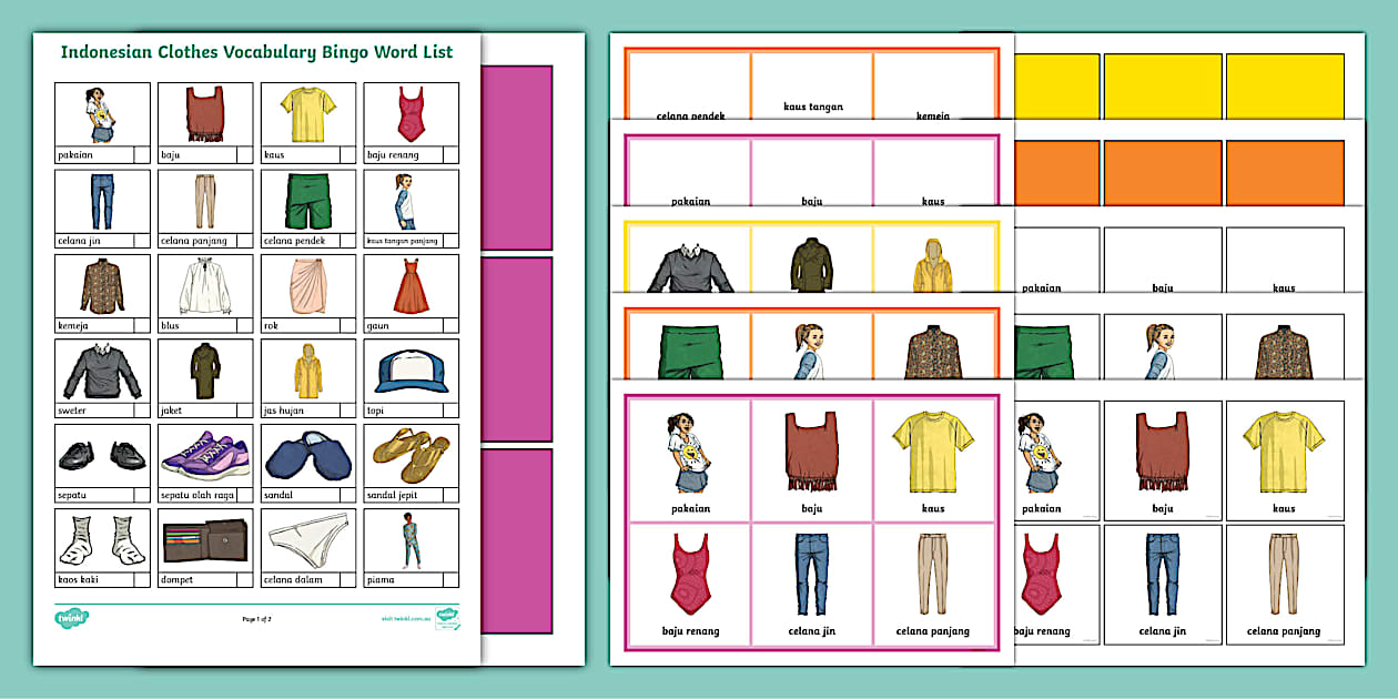 Clothes Bingo - Indonesian