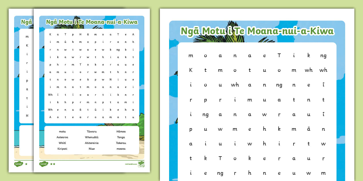 Ngā Motu i Te Moana-nui-a-Kiwa - He Kimi Kupu - Twinkl