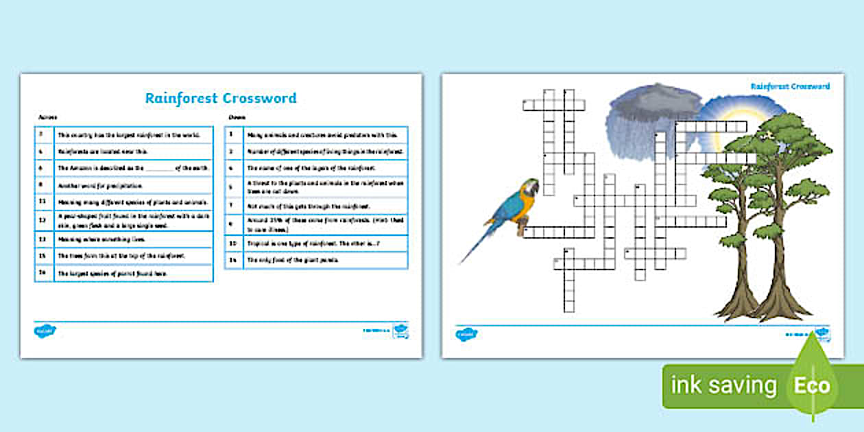 KS2 Rainforest Crossword - Science and STEM - Twinkl