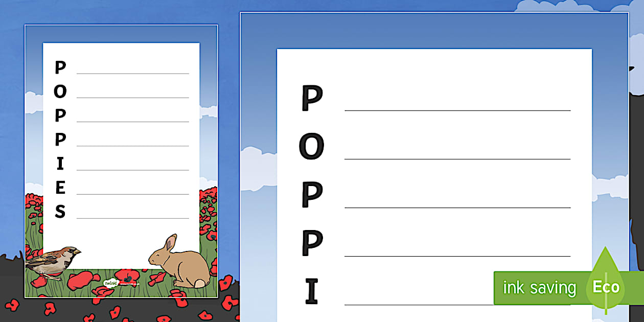 Poppy Story Poppies Acrostic Poem (teacher made) - Twinkl