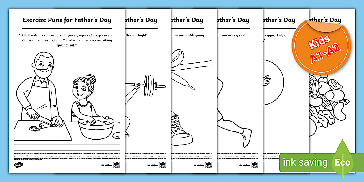ESL Exercise Puns for Father's Day [Kids, A1-A2] - Twinkl