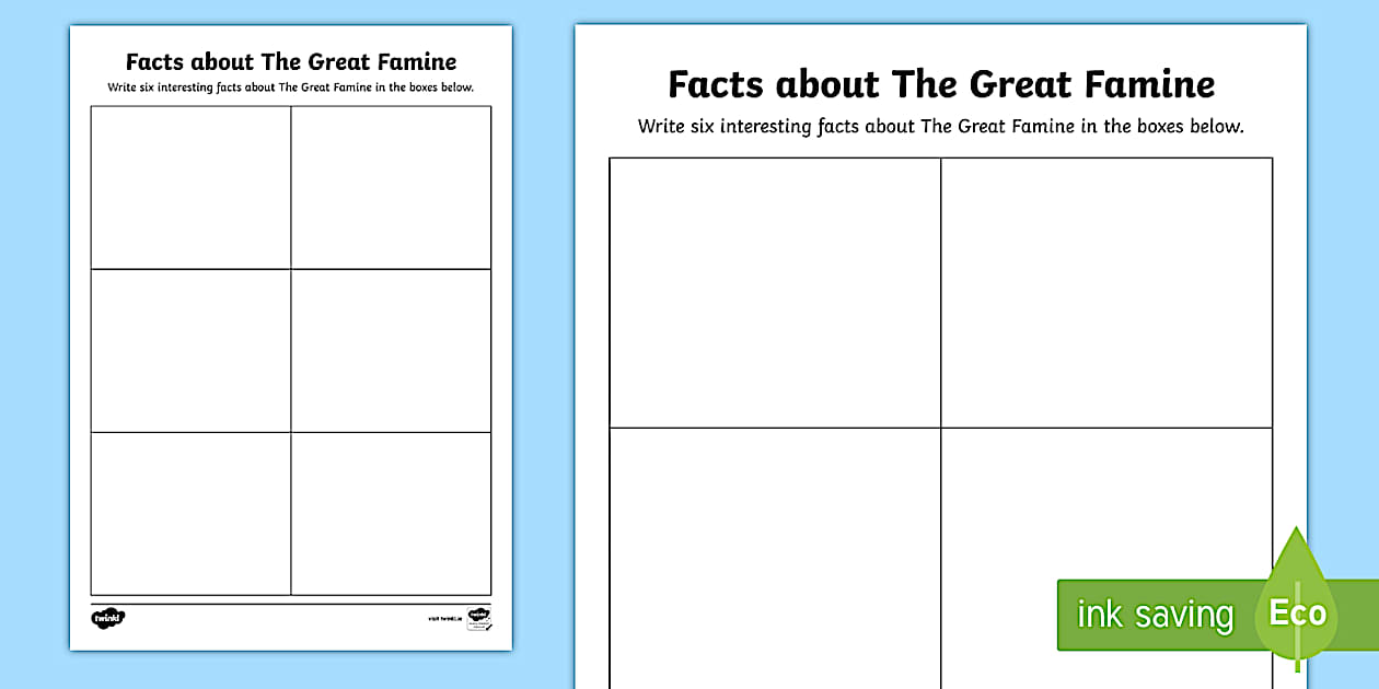 Famine Facts Activity Sheet | The Great Famine | Twinkl