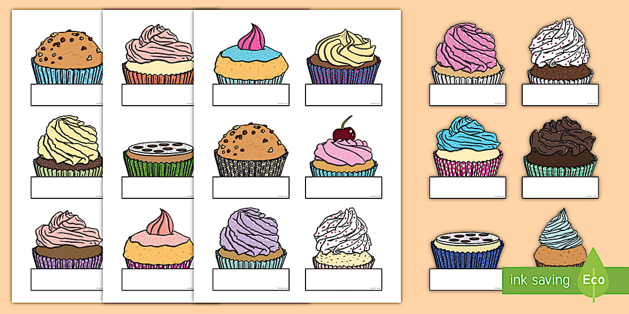 6 Cupcake Template - Editable Label Boxes (teacher made)