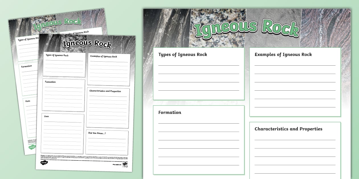 Igneous Rock Fact File Template (teacher made) - Twinkl