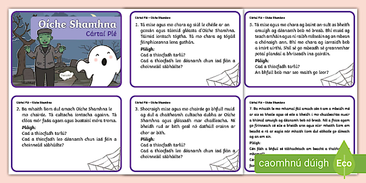 Halloween Aistear Scenario Cards Gaeilge (teacher made)