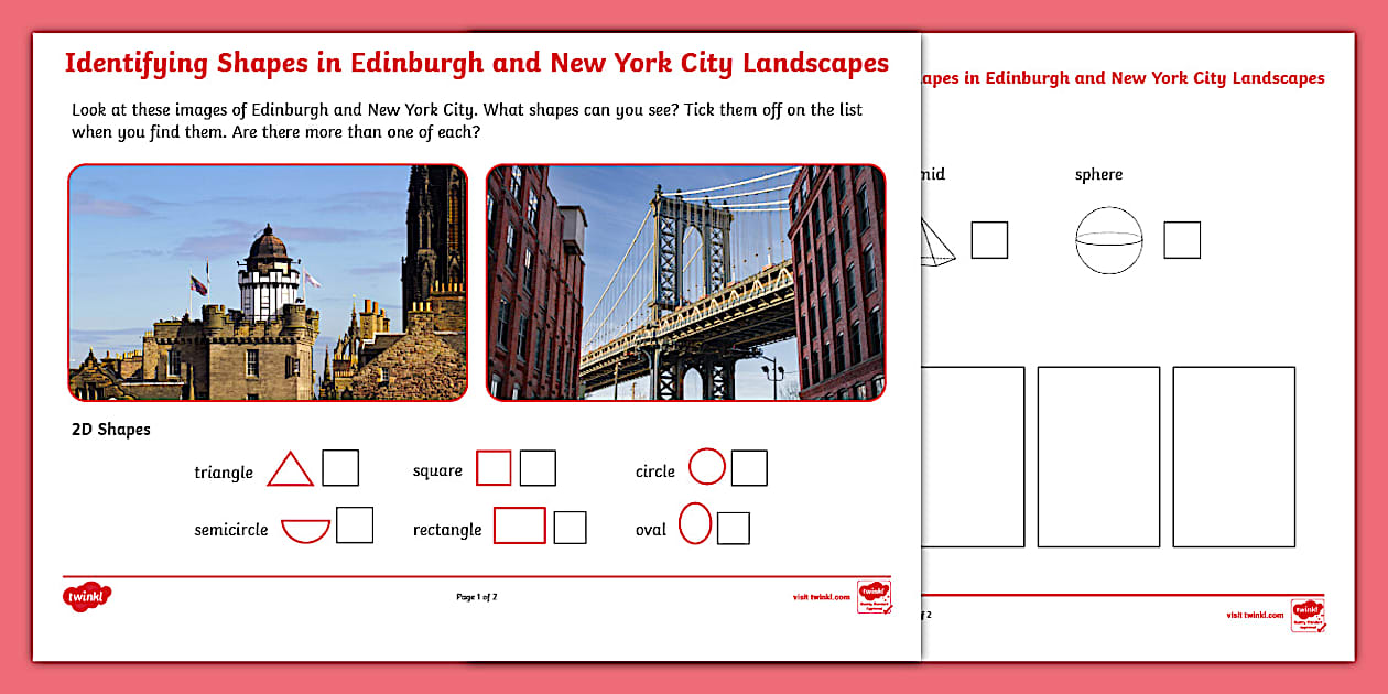2D and 3D Shapes in Edinburgh and New York City Landscapes