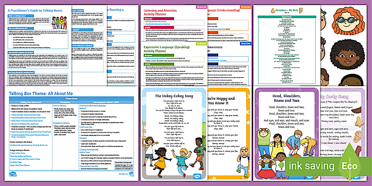 All About Me: My Body Talking Box Planning and Resource Pack