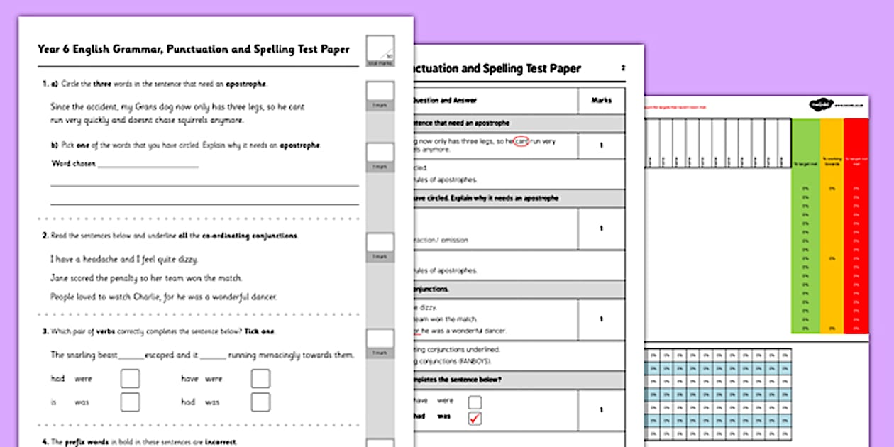 Y6 Spelling, Punctuation and Grammar Test KS2 Pack - Twinkl