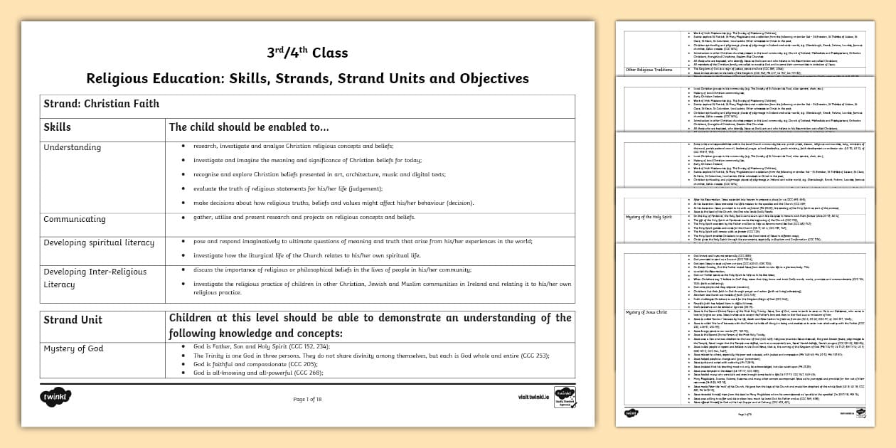 Third/Fourth Class Religious Education Skills and Objectives Planning ...