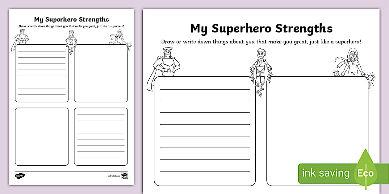 My Superhero Strengths Activity Sheet (teacher made)